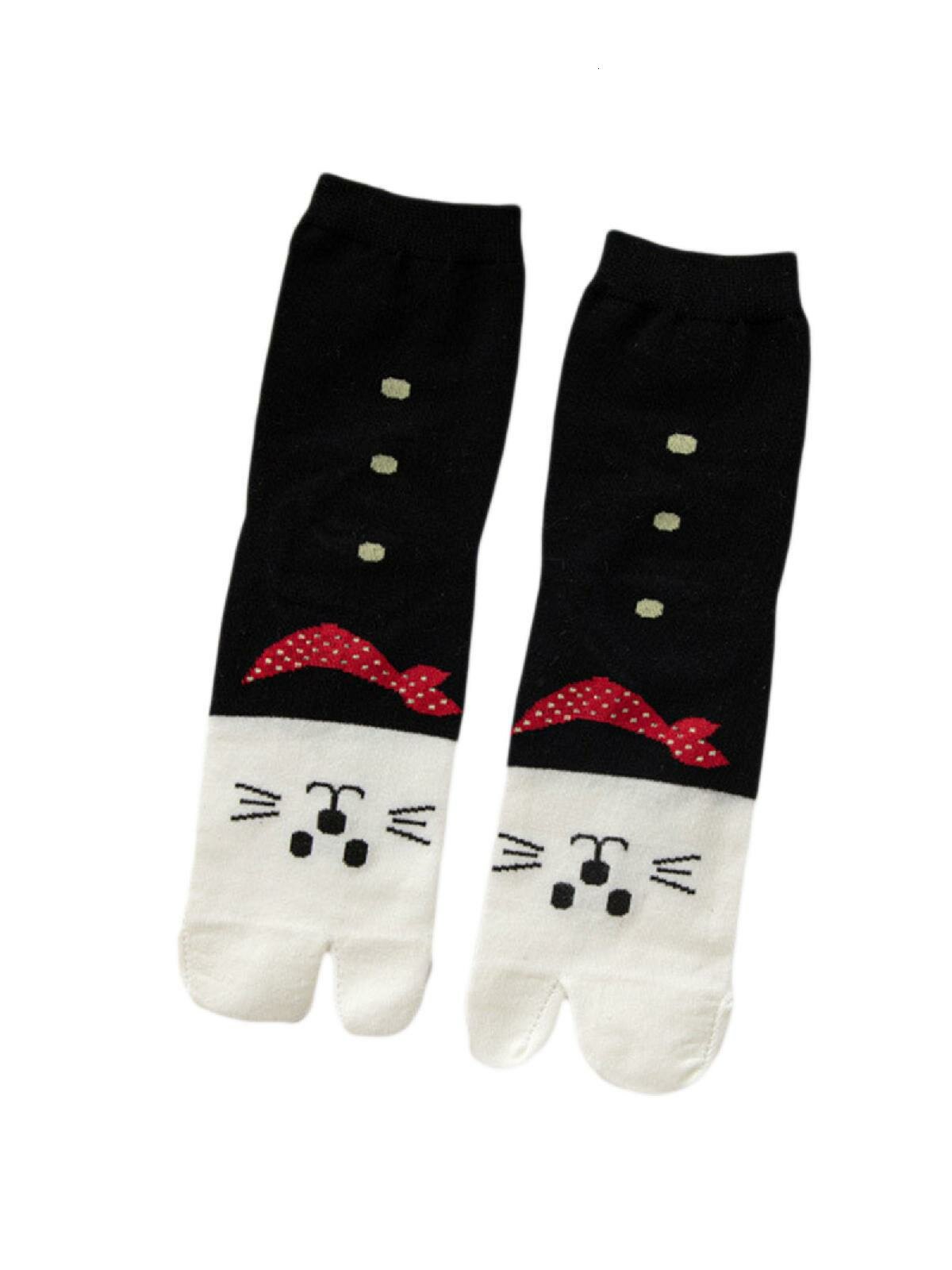 Женские носки таби с кошками, Черный