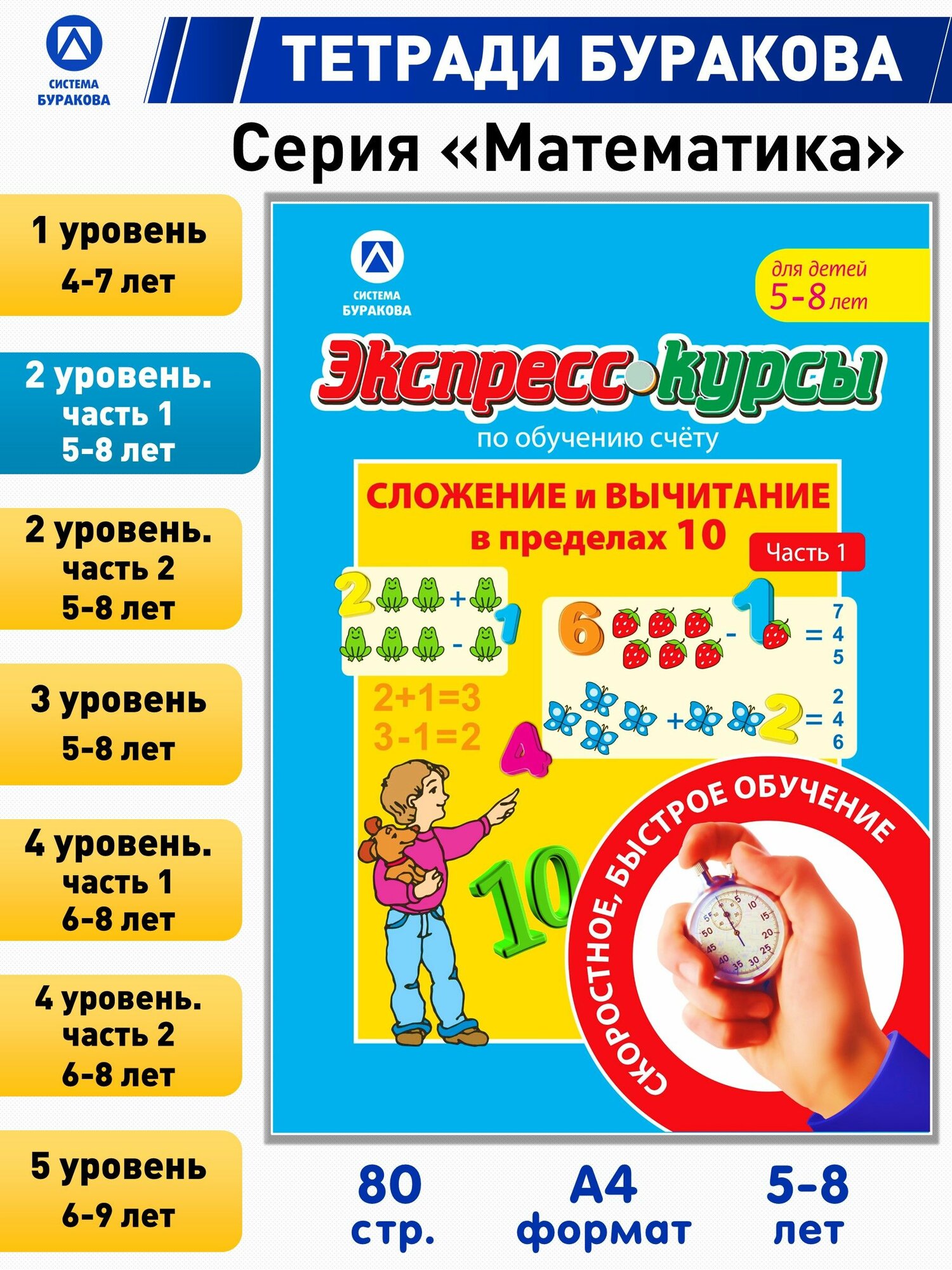Сложение и вычитание в пределах 10/ Бураков экспресс-курсы/развивающие тетради/для детей/часть1