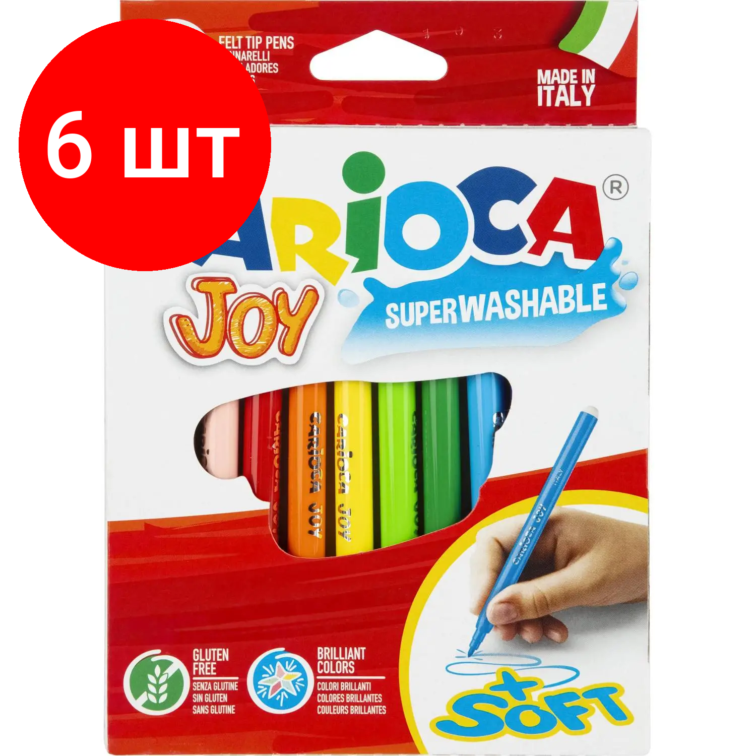 Комплект 6 упаковок, Фломастеры наб. 12цв, CARIOCA JOY, 40614