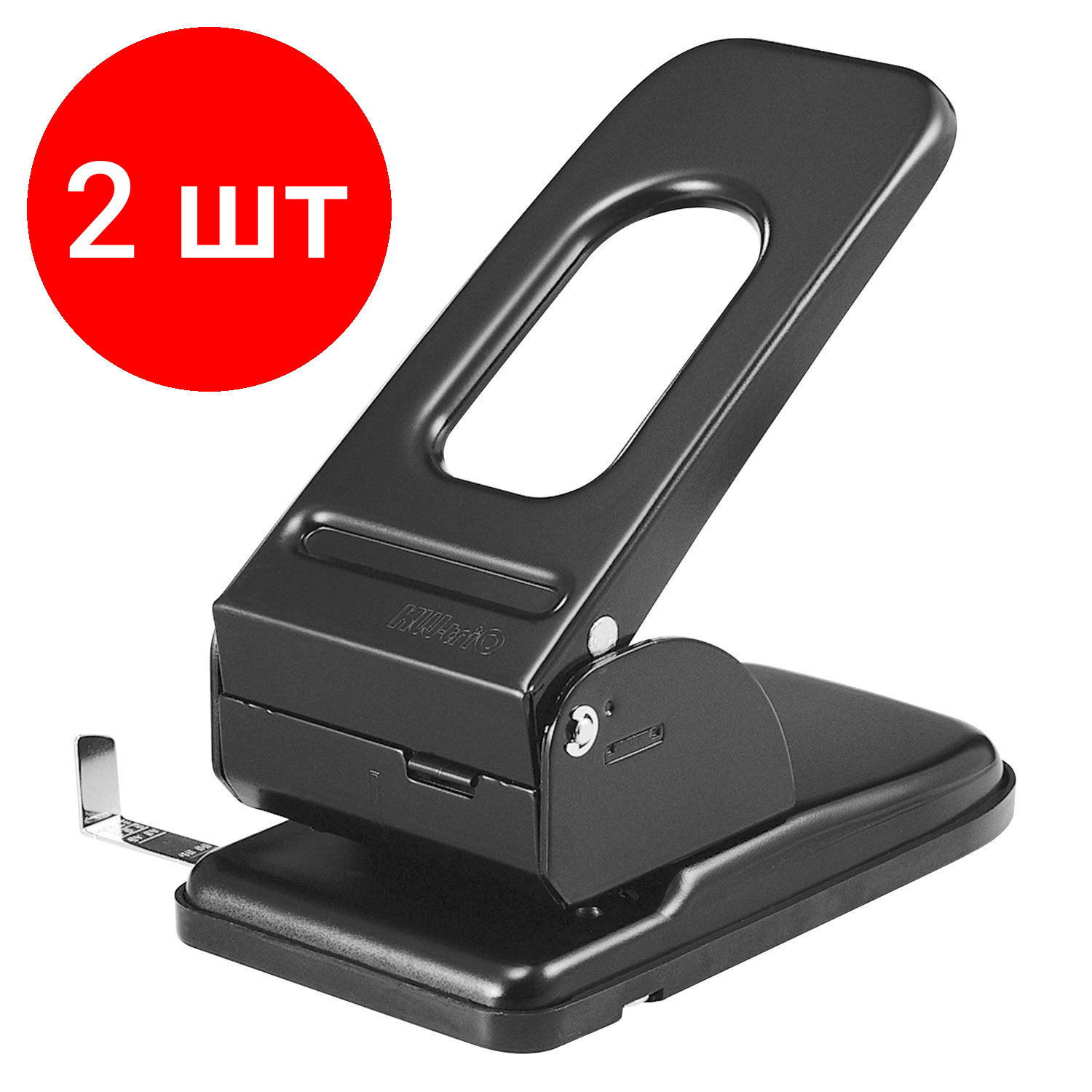 Комплект 2 шт, Дырокол металлический мощный KW-trio, до 70 листов, черный, 967, -967