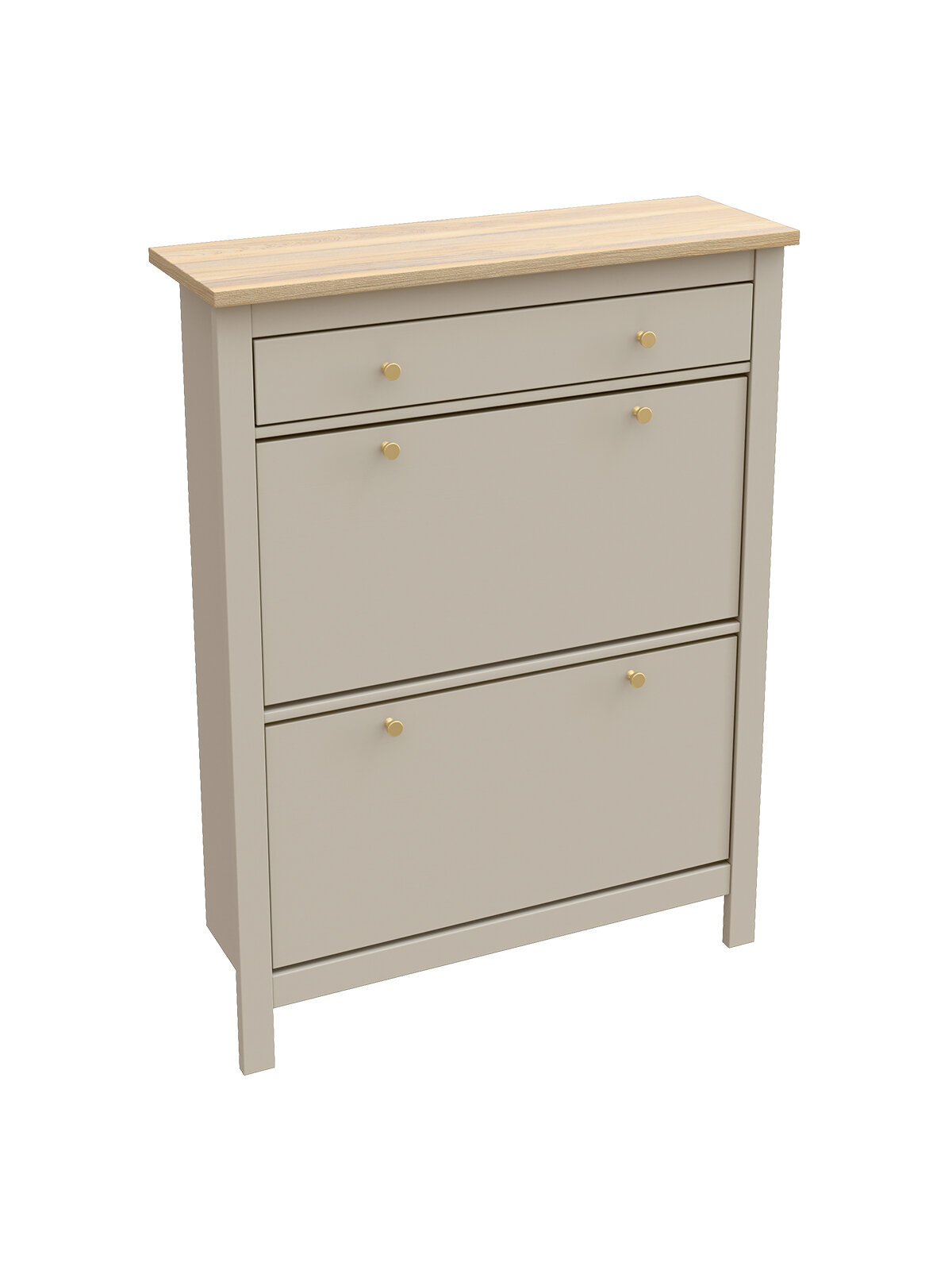 Обувница для прихожей закрытая ГУД лакк Сага с 2 откидными ящиками 92х122 кашемир-ясень