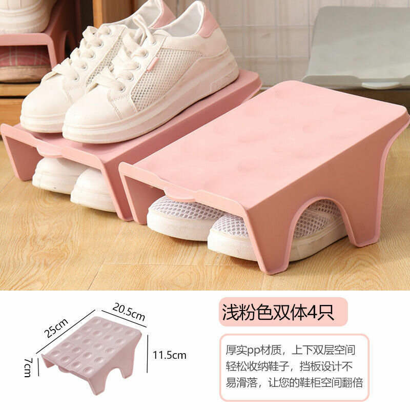 Пластиковая двухслойная обувная полка, двухслойный обувной держатель, интегрированный органайзер для обуви и тапочек
