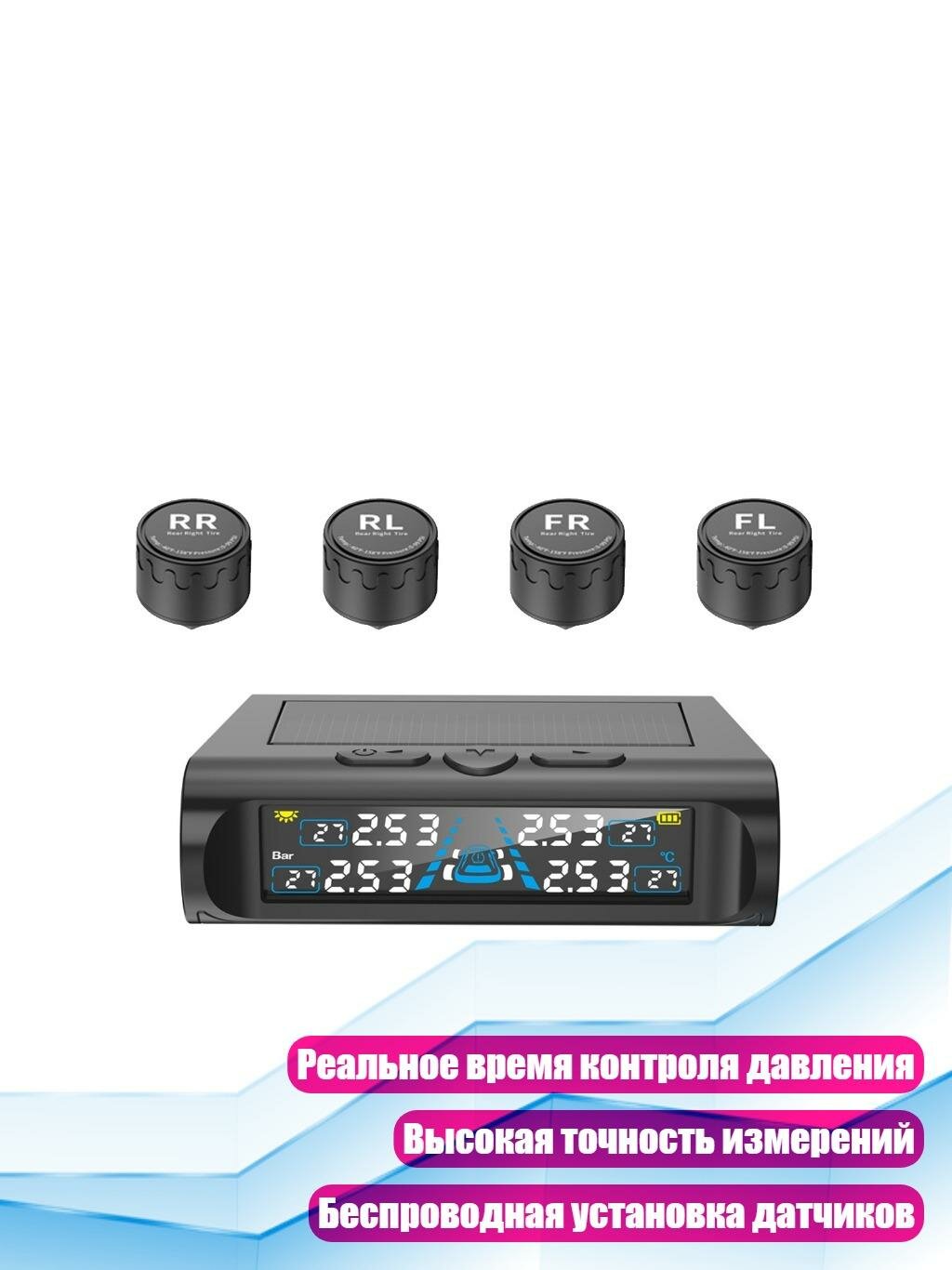 Система контроля давления и температуры в шинах с солнечным питанием