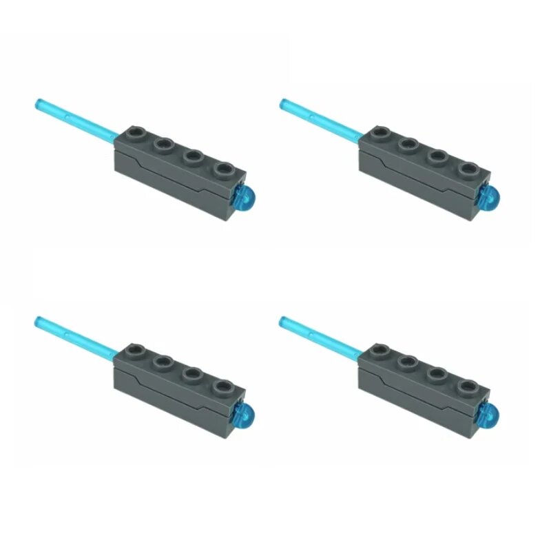 4x MOC Brick 1x4 с пружиной, Голубой, Tr Blue