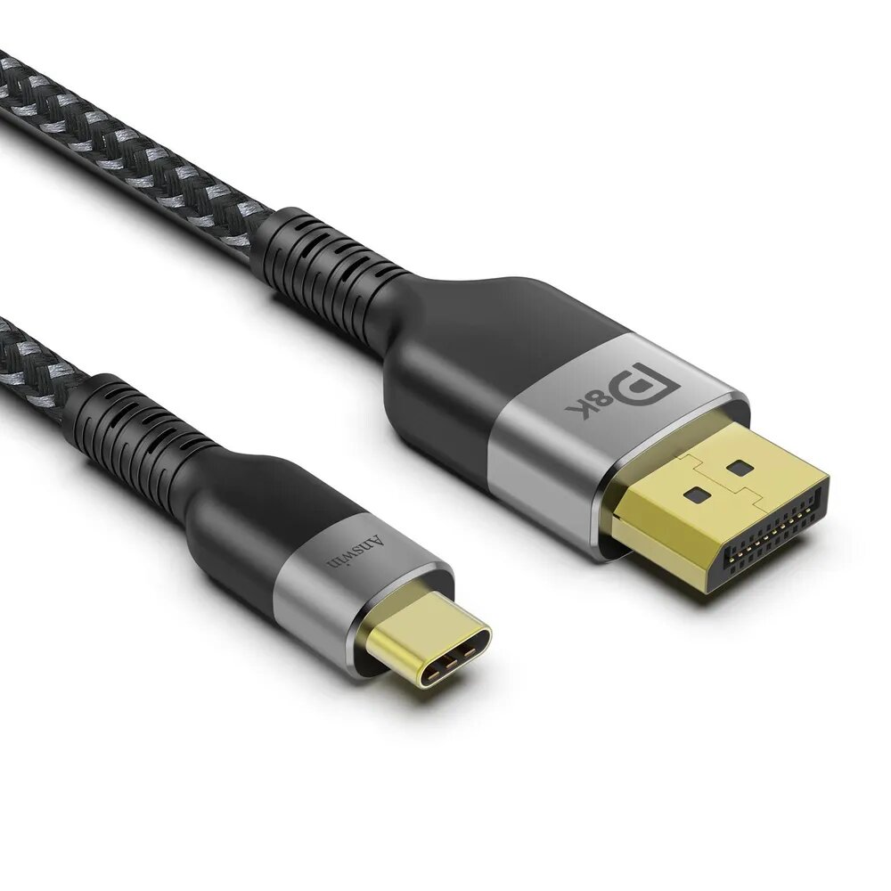 Аудиокабель USB Type-C/DisplayPort, 1.8 м, черно-серый