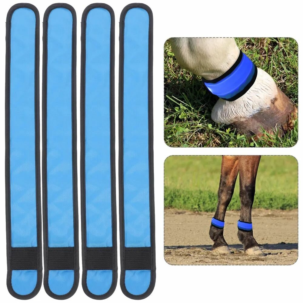 Светящиеся Ленты для Конных Прогулок в Темное Время Суток, Светодиодные Оборачивающиеся Ленты для Лошадиных Ног, 4 Штуки, 34.00x4.10x0.20cm