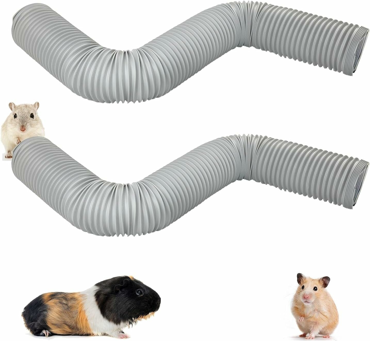 Тоннель-труба для хорьков, крыс и грызунов 1 метр, складной лабиринт для игр и активности Диаметр 10CM (удлиненный 80CM) белый