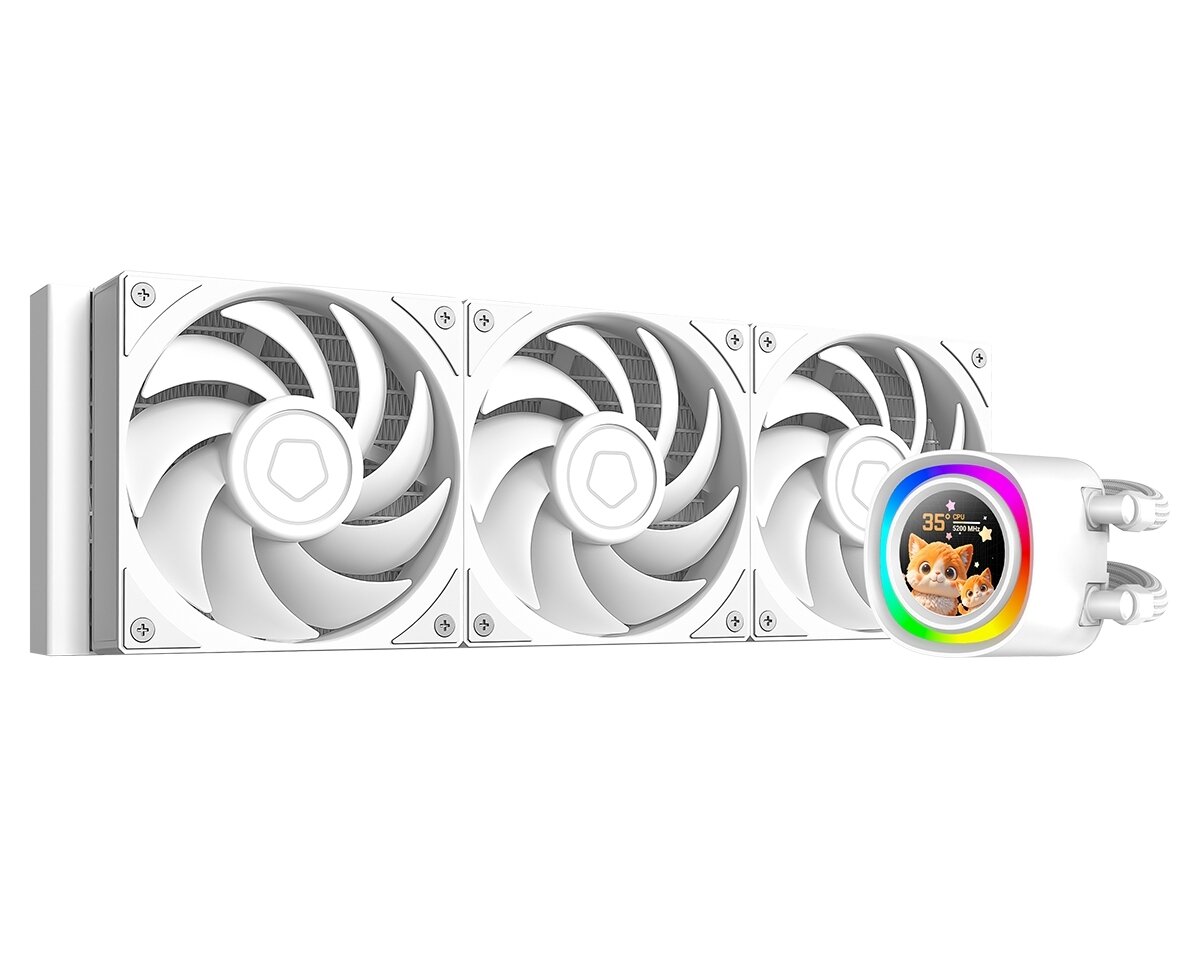 Водяное охлаждение ID-COOLING FX LCD White, для процессоров, гидродинамический подшипник, дисплей