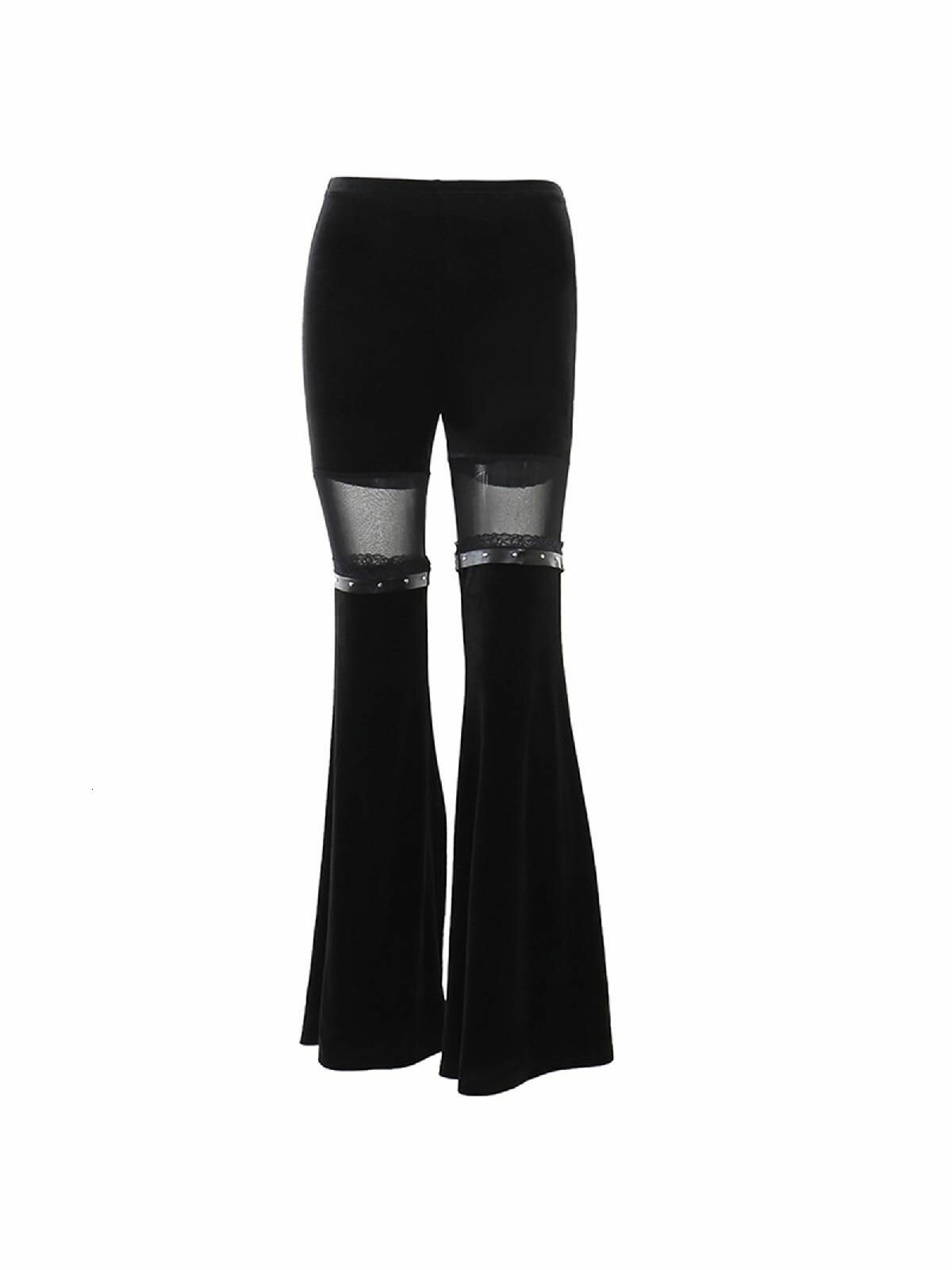 Слим-брюки с высокой талией и клеш, - S