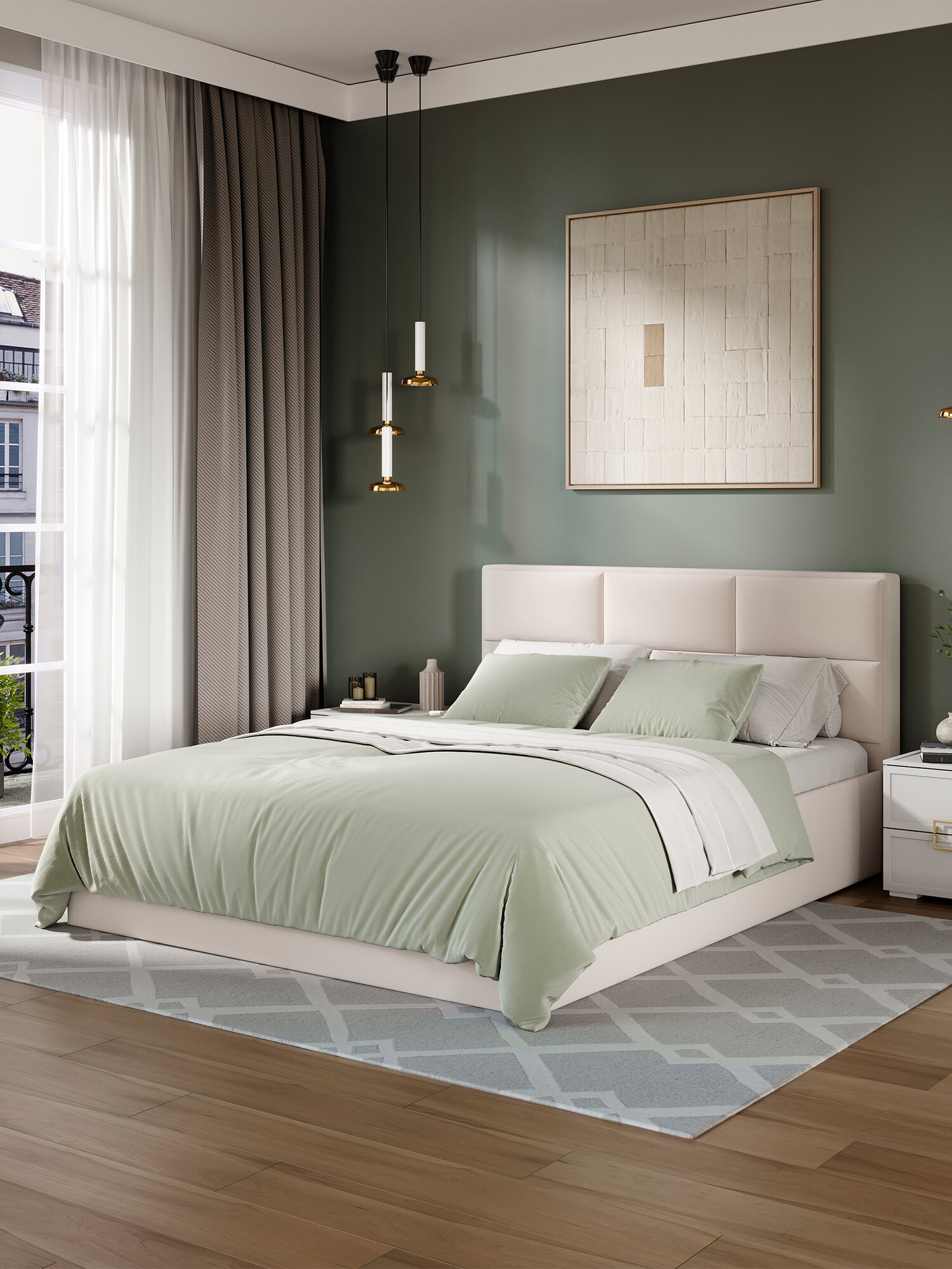 Кровать Мебель Трия Стелла 160x200, с подъёмным механизмом, Велюр Confetti Cream