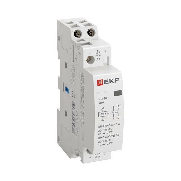 Контактор модульный EKF КМ 20 А 2NО, 1 модуль