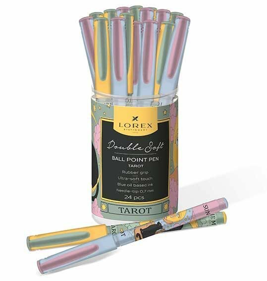 Масляная ручка LOREX Tarot, шариковая, синяя, 0.7 мм, ultra-soft touch, грип, игольчатый наконечник