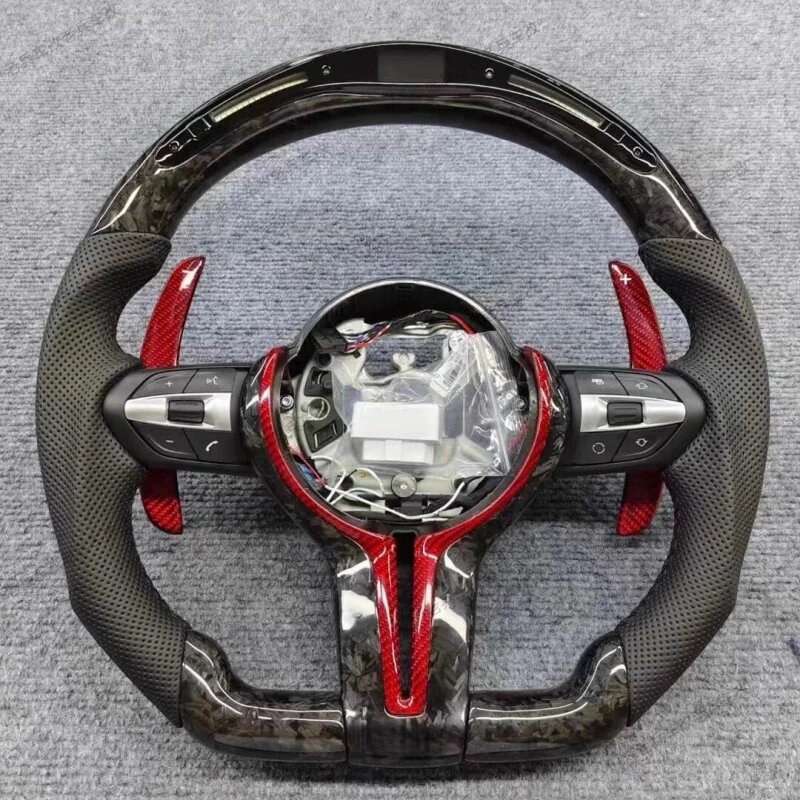 Светодиодный автомобильный руль, колесо из углеродного волокна, кожа из углеродного волокна для BMW G38 G28 M3 M4 M6, стринги, аксессуары для салона автомобиля styleE M6