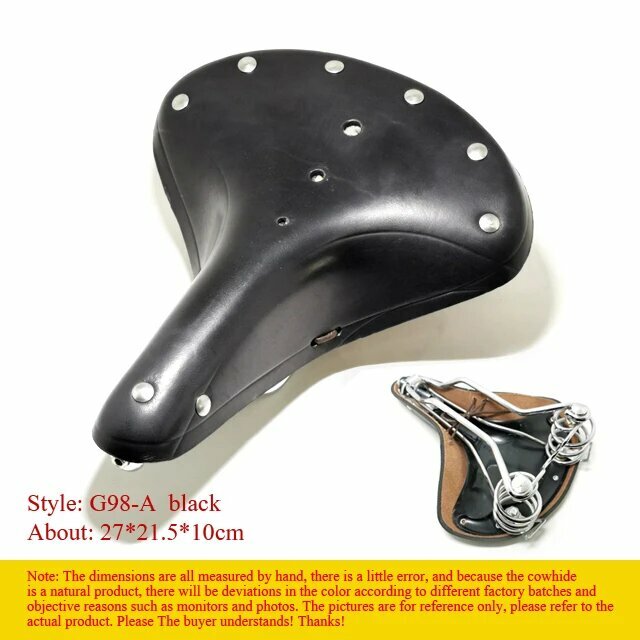 Винтажное велосипедное седло 2628, натуральная кожа, старый стиль, весеннее седло, кожаное автокресло из чистой воловьей кожи TDX-4 G98-A black