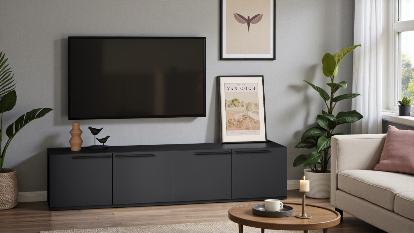 ТВ-тумба Лорена Пакс-1 Черныи 0190 PE NEW 220x43x37 см, черный GOODFORM