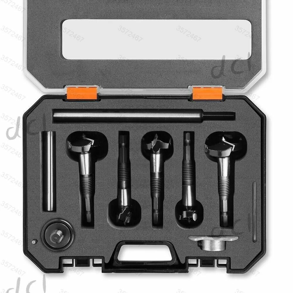 Набор сверл Форстнера по дереву, 15-20-25-30-35 мм, 5 шт с ограничителем, удлинительная рукоятка