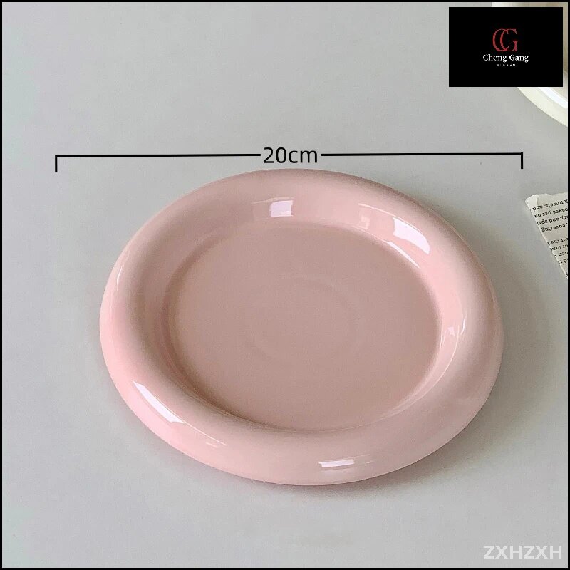 Эксклюзивная корейская керамическая тарелка 8 дюймов в розовом оттенке
