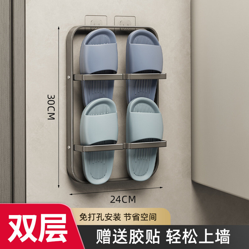 Стойка для тапочек в ванной без сверления, органайзер для обуви, настенная, для двери, многослойная сушилка для туалета