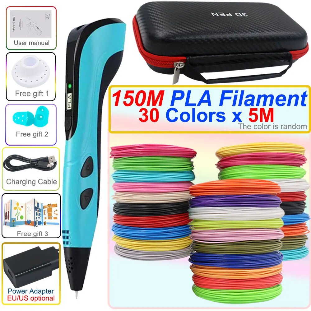 OUIO 3D-ручка для детей ЕС, Blue add 150M PLA