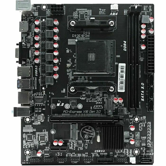 AM4 материнская плата CBR A320M (A520 Chipset) (MB-AFA320M-RTL) 2x DDR4-3200Мгц, Micro-ATX