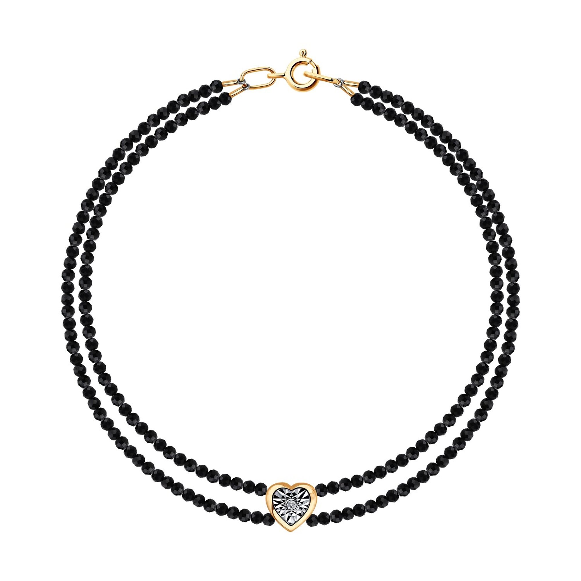 Браслет, красное золото, 585 проба, шпинель, бриллиант