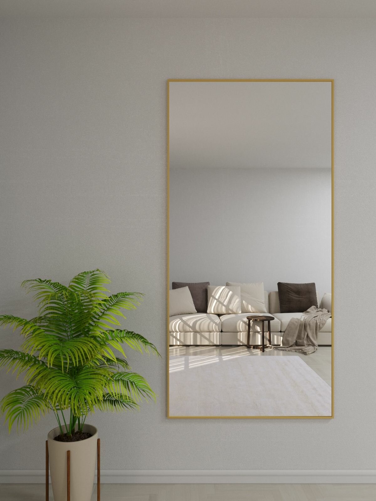 Зеркало настенное 210х100 см. золото в алюминиевой раме интерьерное BLX MIRROR