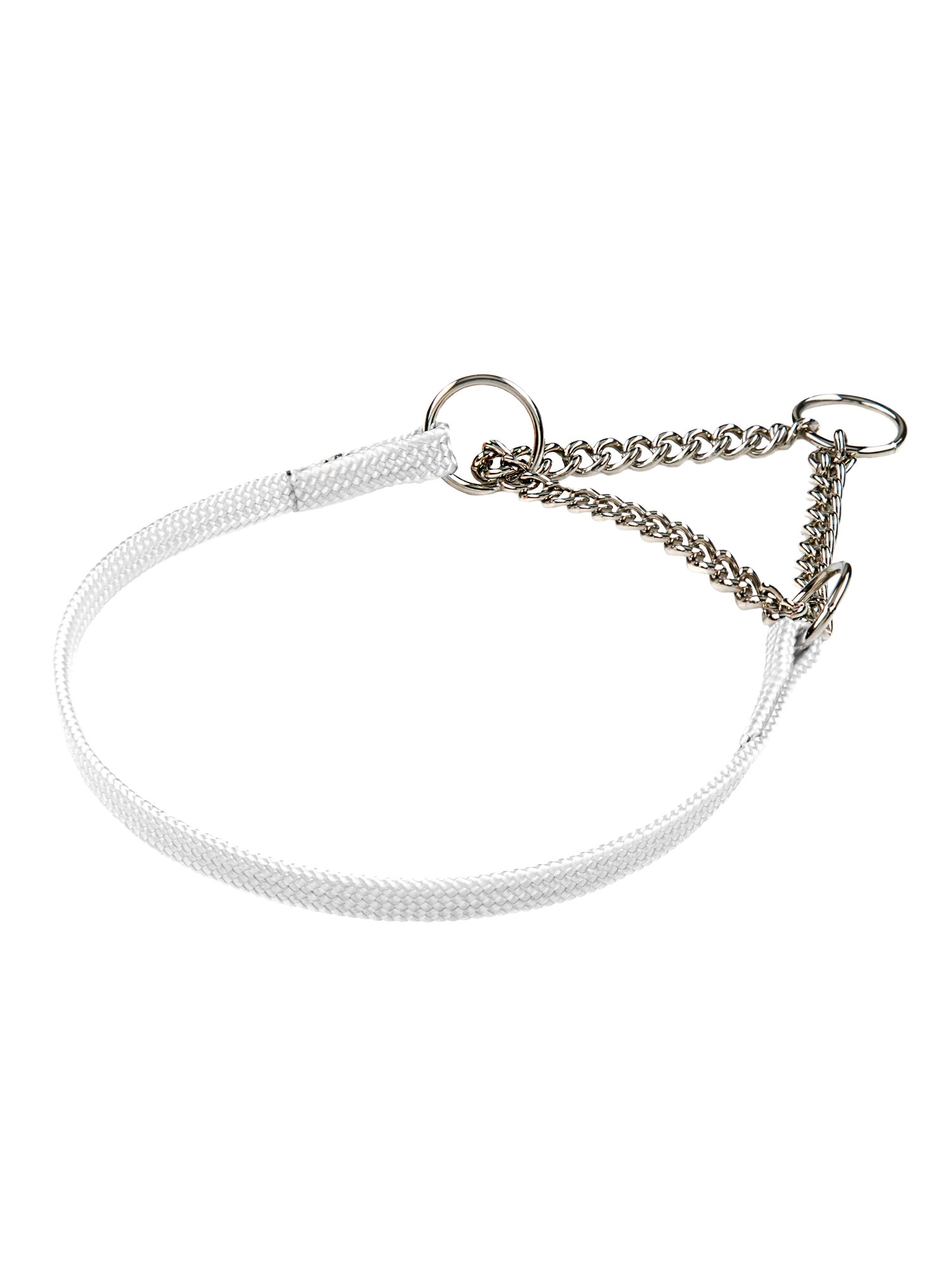 Ошейник-полуудавка для собак ZooOne (лента-чулок) 5мм (24-30см) с цугом (никель) белый, 75-2050