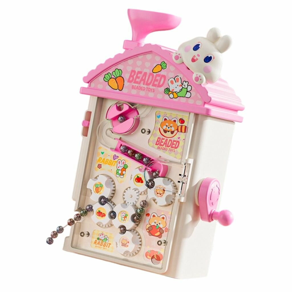Детская машинка для вышивания бисером автоматически надевает набор игрушек из бисера-розовый-400 бусин