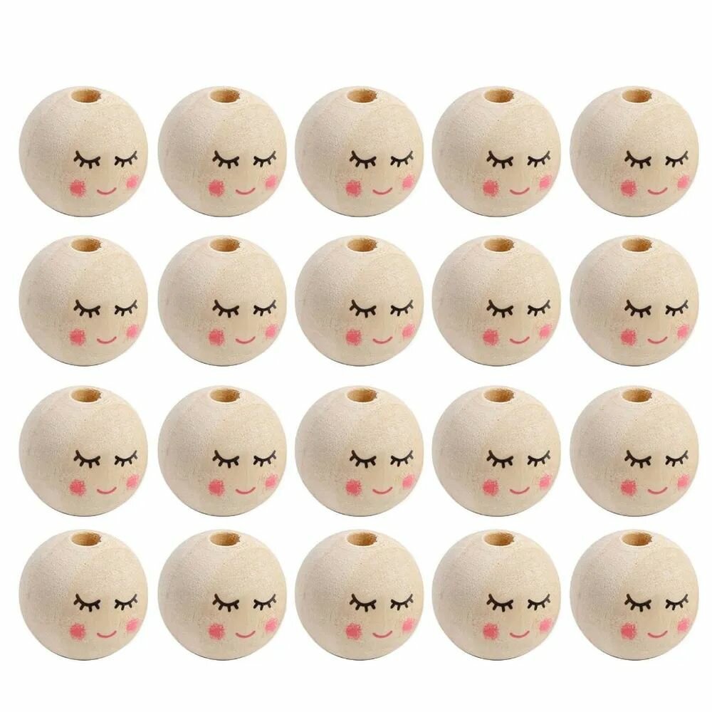 Деревянные бусины со смайликом