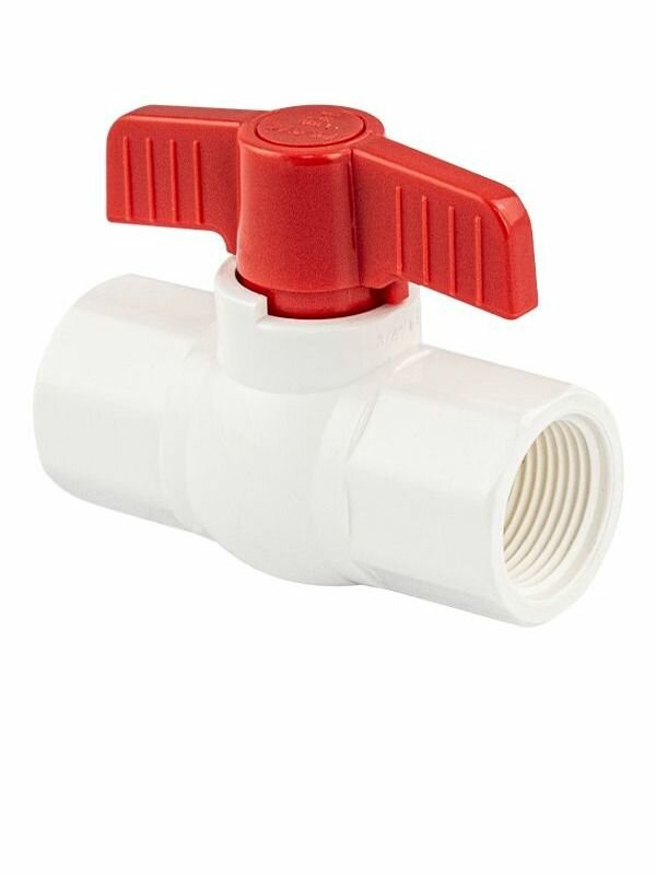 Кран шаровый 3/4" г/г, ручка-бабочка, из АБС пластика, в пакете, цвет белый.