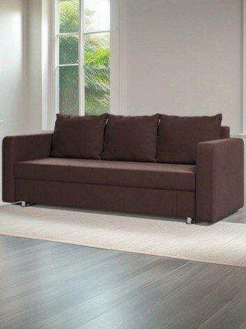 Диван-кровать "Каприз", механизм-Еврокнижка, тёмно-коричневый велюр