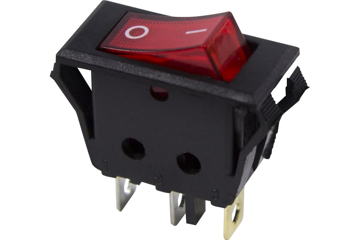 Выключатель клавишный Rexant ON-OFF красный с подсветкой (250В 15А (3с)) {36-2225}