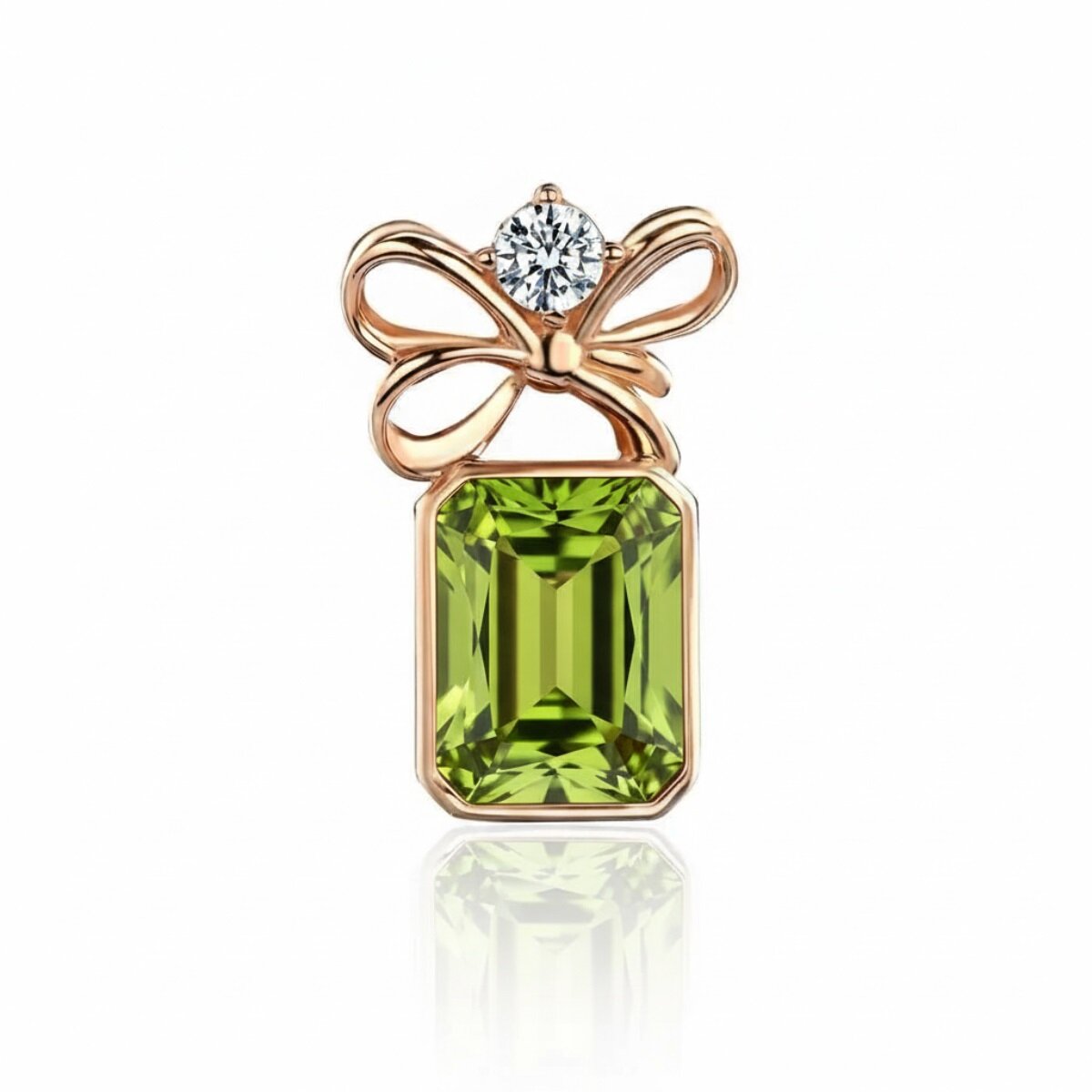 Подвеска, красное золото, 585 проба, хризолит, фианит