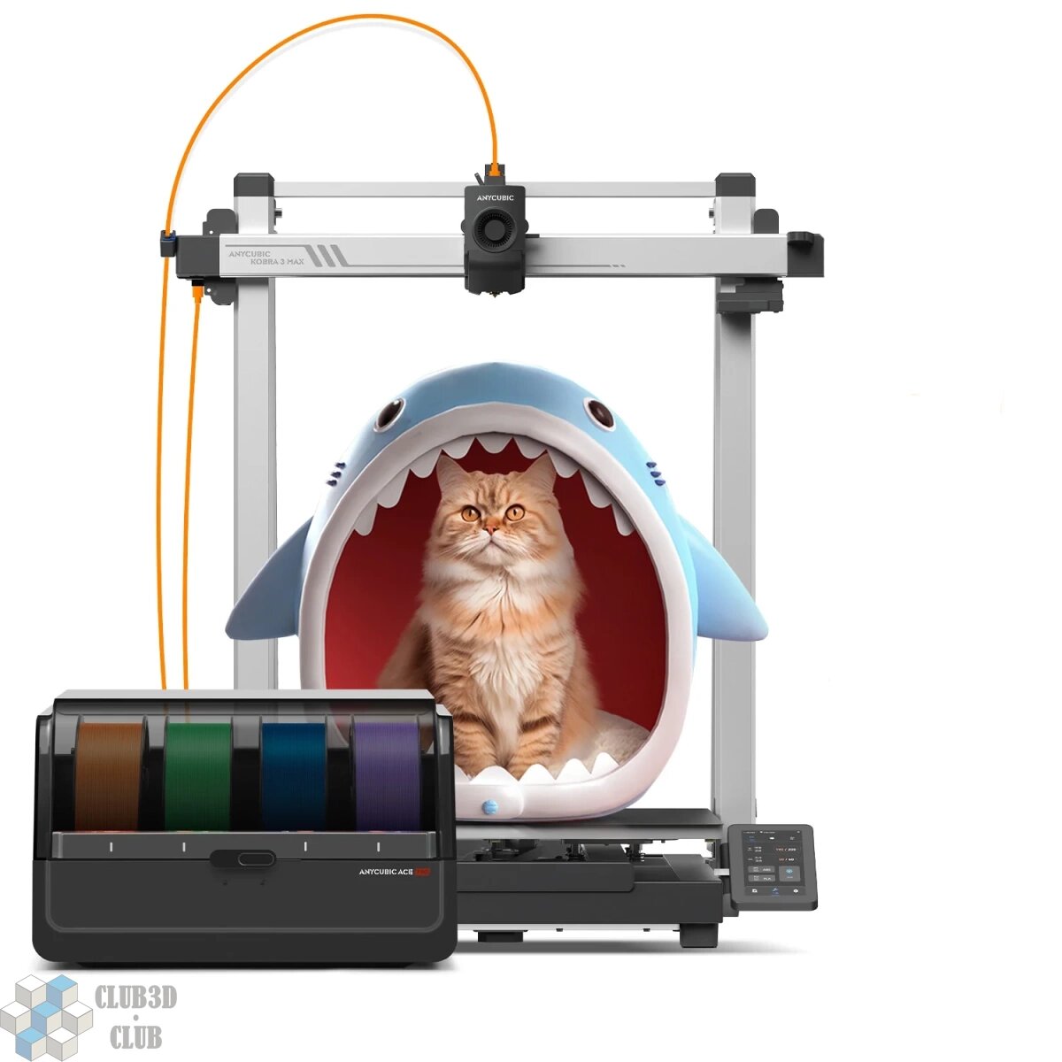 Цветной Полимерный 3D Принтер Anycubic Kobra MAX 3 COMBO (ME - FFF - FDM)(Набор для сборки)