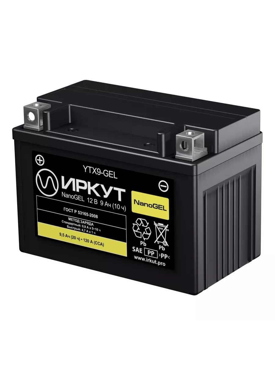 Аккумулятор иркут YTX9-GEL 12V 9.5Ач прям. пол.