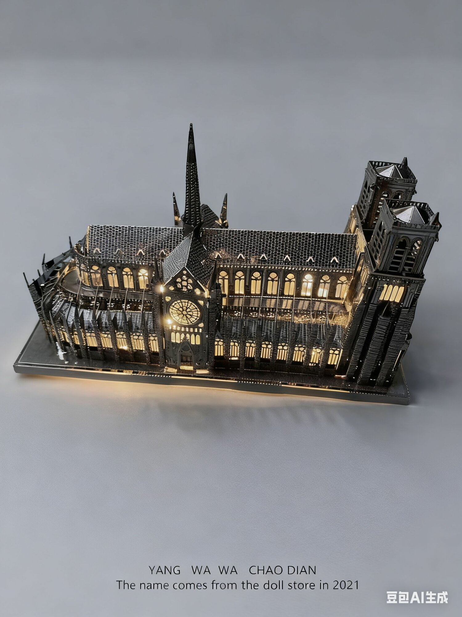 Модель_Собор_Парижской_Богоматери Алюминиевый_сплав 11.5x4.5x7.5_см 3D