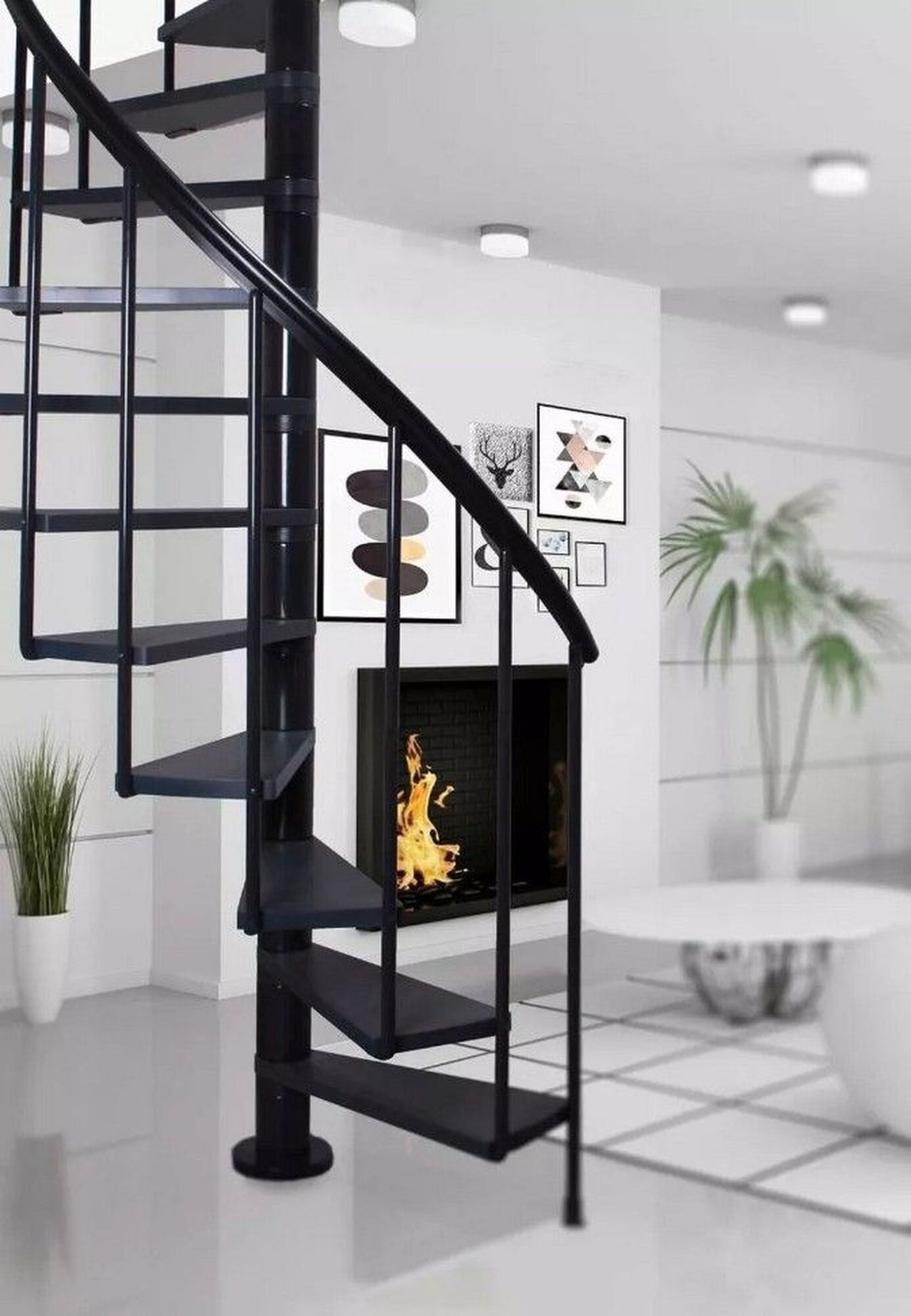 Лестница винтовая металлическая на второй этаж Dolle Calgary Anthracite d140 (цвет черный)