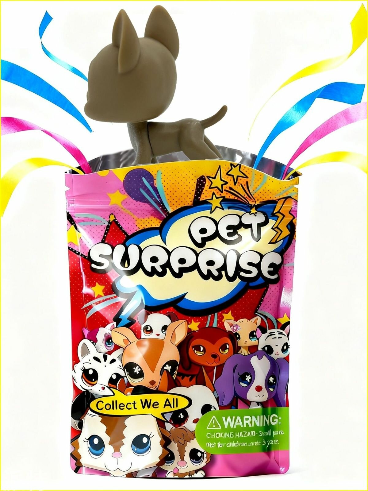 Эксклюзивный набор игрушек лпс Pet Shop 184 с фигурками немецкого дога, овчарки и собакисосиски, упакованный в подарочный пакет для девочки