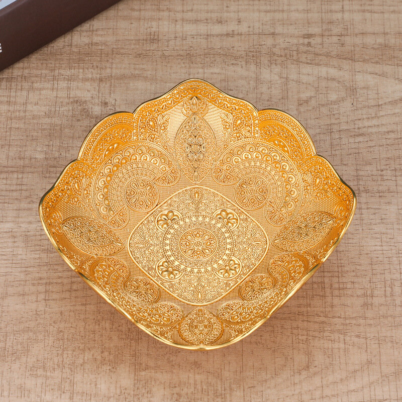 Турецкая фруктовая тарелка, маленькая домашняя декорация, креативная европейская роскошная металлическая тарелка для конфет и фруктов