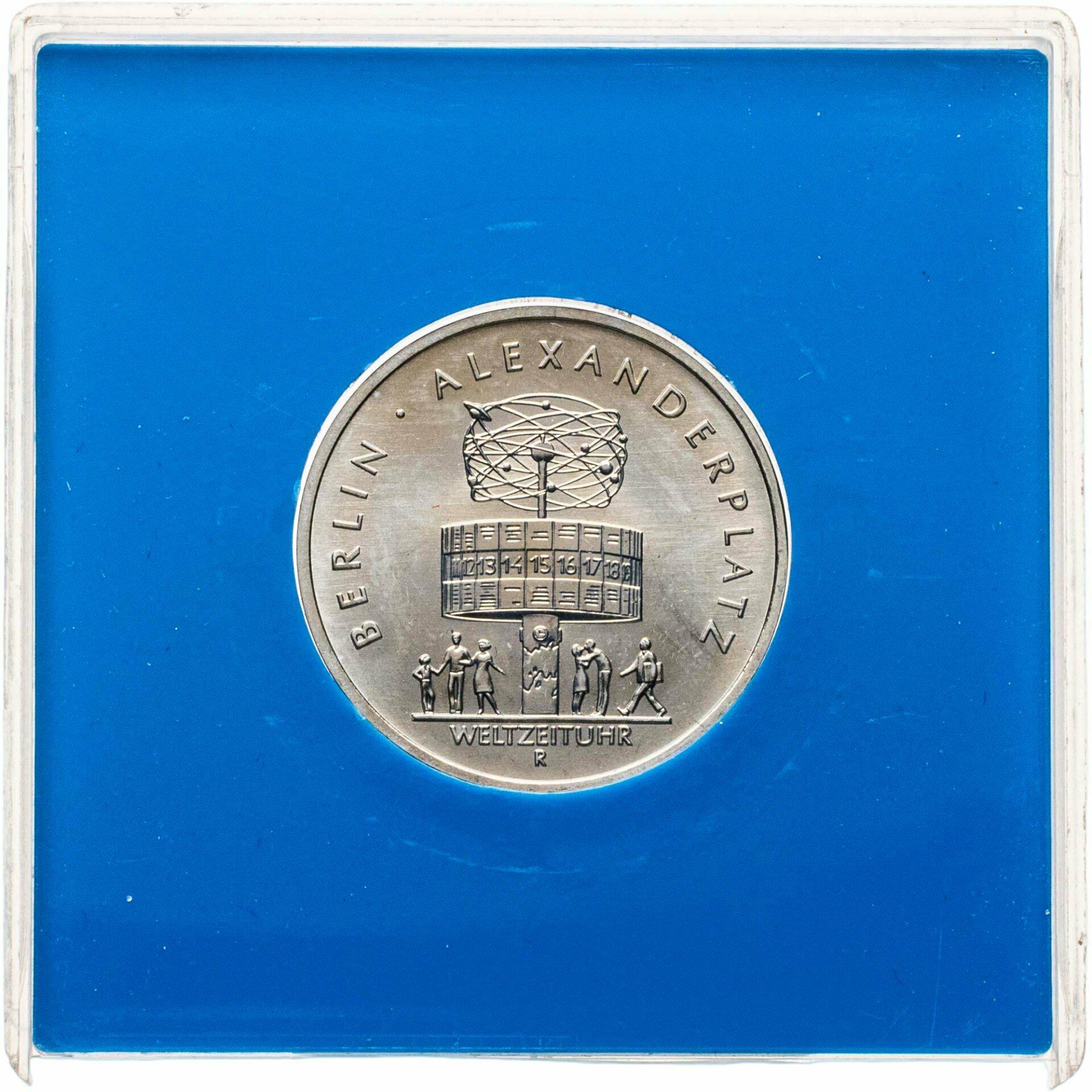 Германия ГДР 5 марок 1987 "750 лет Берлину - Александрплац" в футляре, Медь, в сохранности UNC