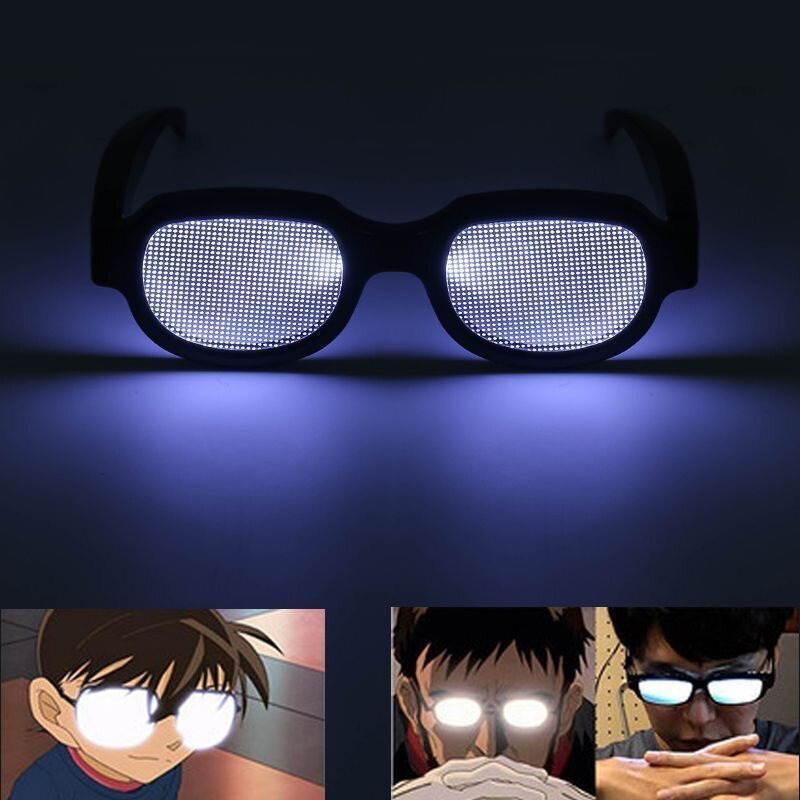 Светодиодные очки для косплея и вечеринок аниме стиль белые светящиеся противоскользящие беспроводные реквизит, видимый