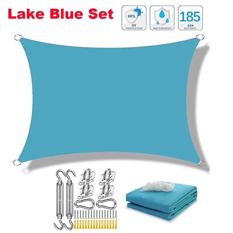 Тент-парус Lake Blue 3x4m с UV-защитой и комплектом креплений