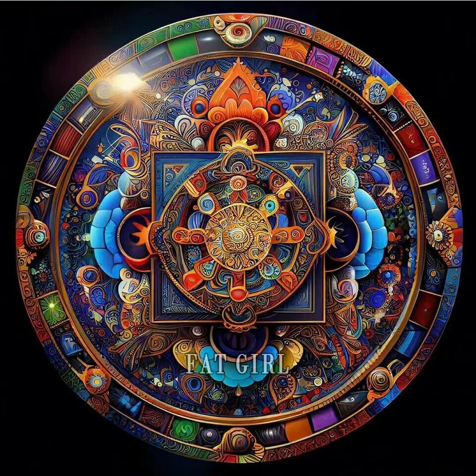 Алмазная живопись Мандала цветок полный комплект 20x20cm round, xl1500