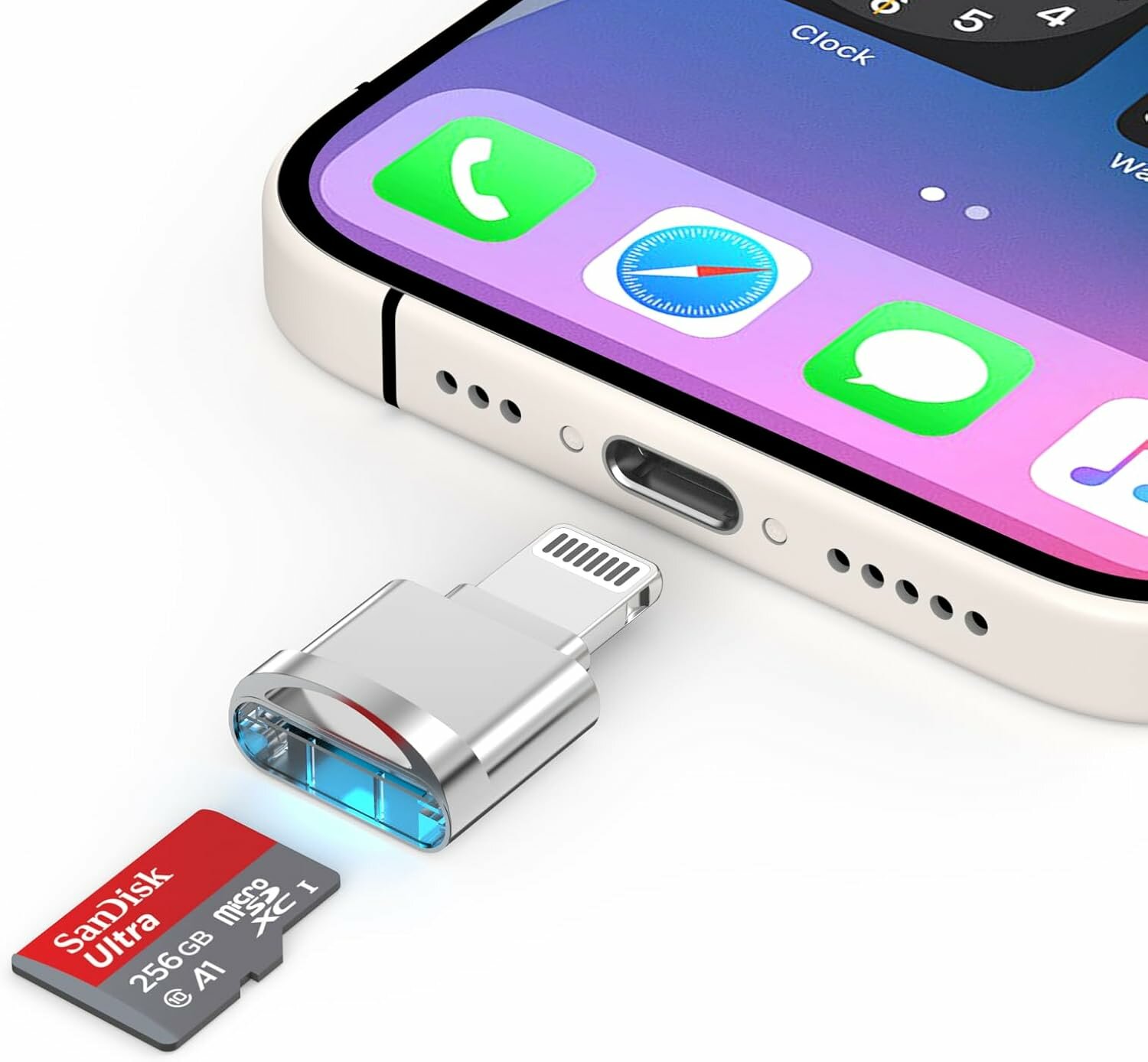[Сертифицировано Apple MFi] Устройство чтения карт Micro SD для iPhone, адаптер Lightning на карты Micro SD/TF/Micro SD, совместим с iPhone 14/13/12/11 Pro Max/XS/XR/X/8/iPad, поддерживает iOS 17 и форматы exFAT и FAT32.