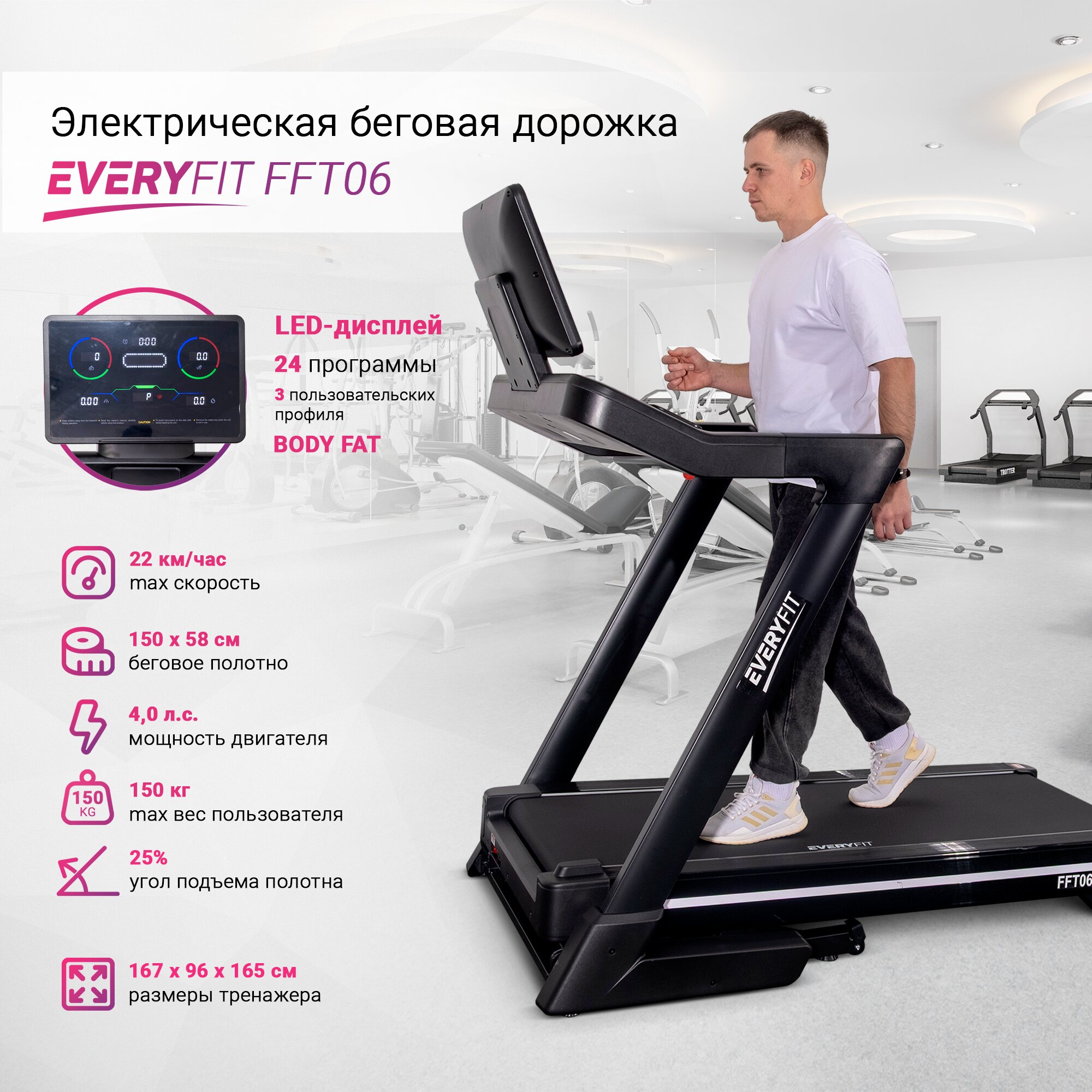 Электрическая беговая дорожка Everyfit FFT06