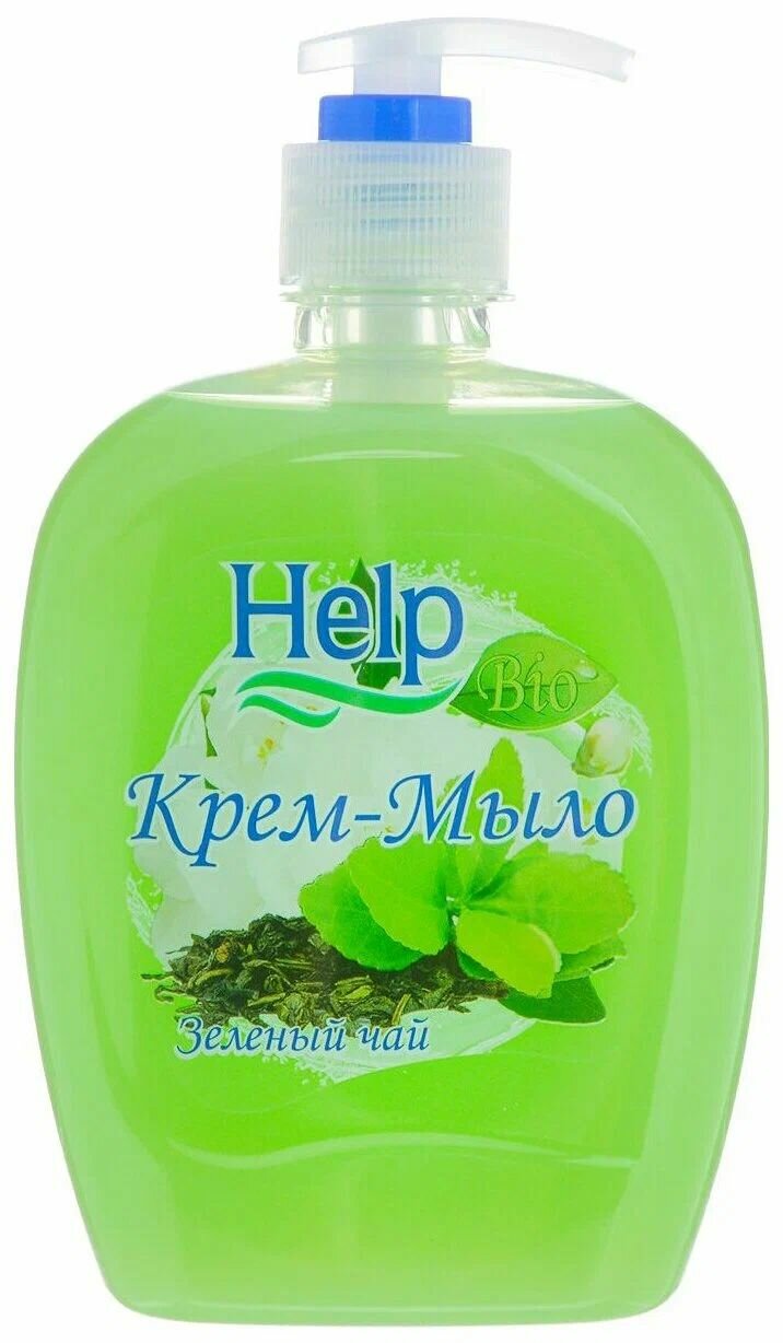 Жидкое крем-мыло Help (Хэлп) Зелёный чай, с дозатором, 500мл х 1шт