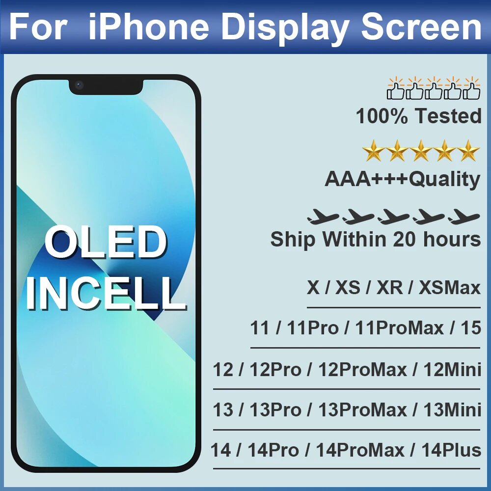 OLED-INCELL для iPhone XR XS MAX 11, дигитайзер экрана в сборе для экрана 12, 14 Plus 11 XR-INCELL