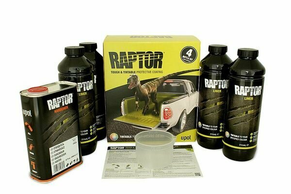 U-POL Комплект Антигравийное покрытие RAPTOR, бесцветный 0,75л (4 шт)+отв 1л