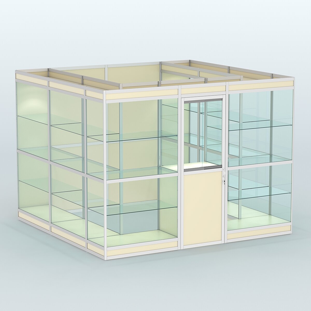 Павильон из профиля пристенный №9в (6,75 кв. м), Крем Вайс