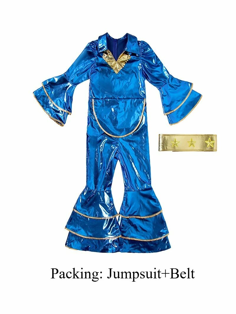 Синий полиэстеровый комбинезон диско-королевы для детей S (105-115cm)